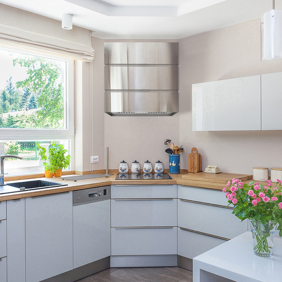 Akicon 36" Stainless Steel Wall Mount Range Hood, 3 Stacks Kitchen Hoo