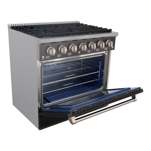 36" Slide-in Freestanding Professional Style Gas Range with 5.2 Cu. Ft