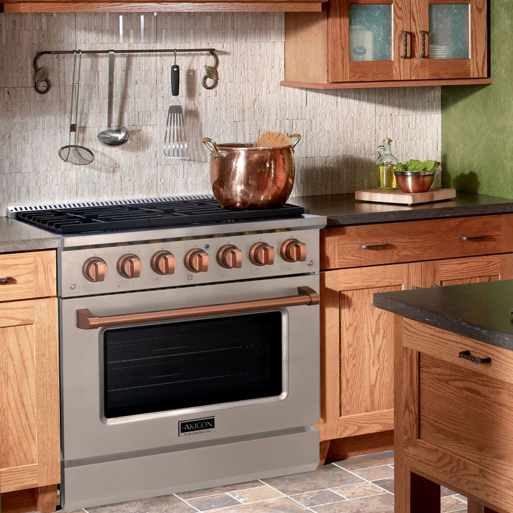Akicon 36" Slide-in Freestanding Professional Style Gas Range with 5.2