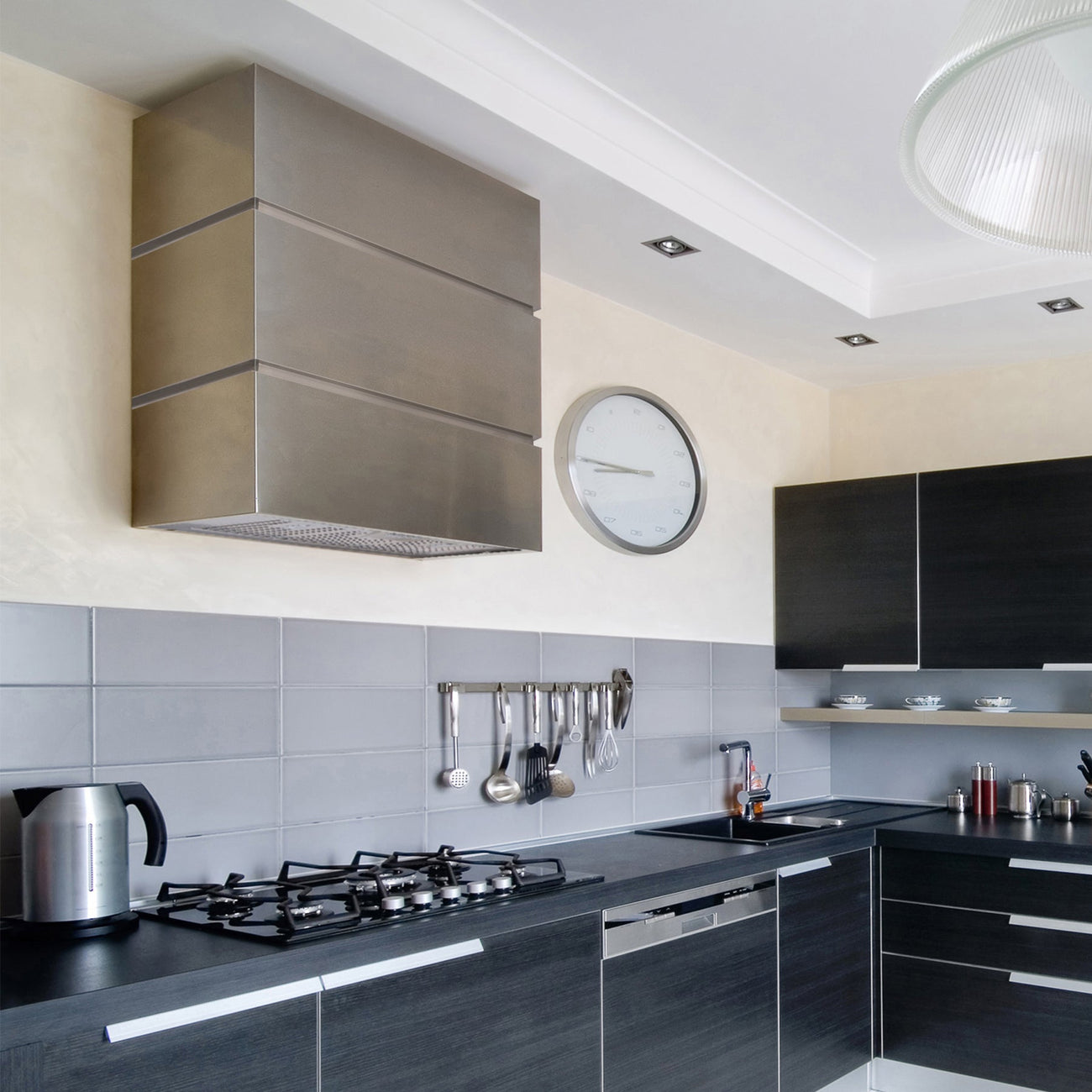 Akicon 36" Stainless Steel Wall Mount Range Hood, 3 Stacks Kitchen Hood ...