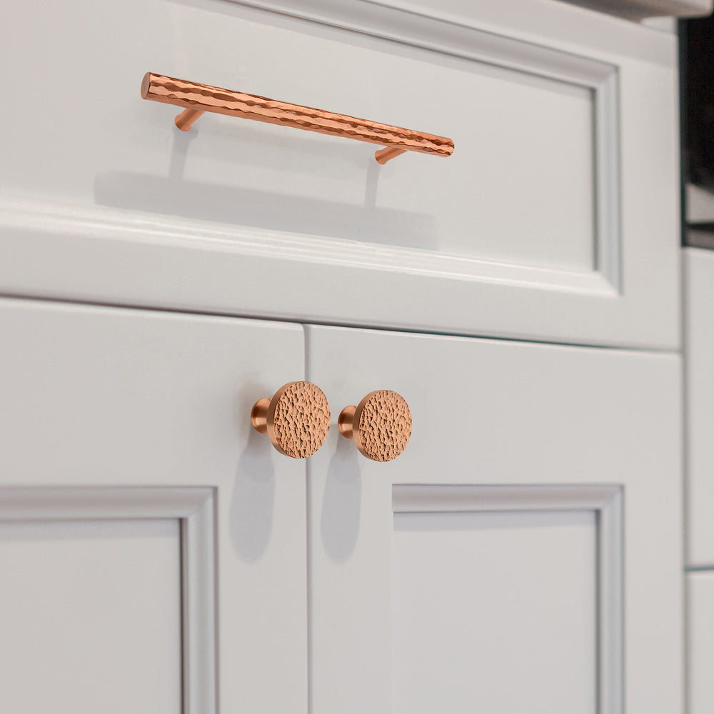 Akicon Hammered Copper Kitchen Cabinet Knobs 1-1/4 inch (32 mm) Diamet