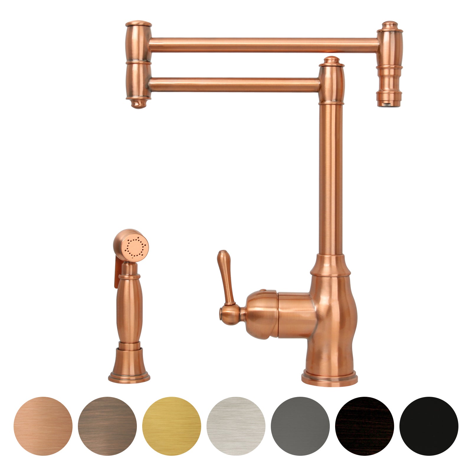 One-Handle Copper Pot Filler Kitchen Faucet with Side Sprayer - AK9691