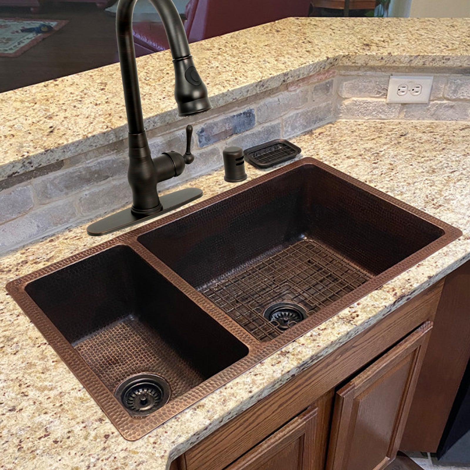 Akicon Equal Bowl Drop-In Copper Kitchen Sink - AKS50049-C